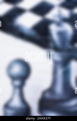 Artistic graffiti chess blurred elements on a grunge white brick wall ...