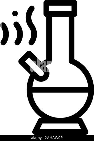 Bong linear icon. Thin line illustration. Marijuana water pipe. Contour symbol. Vector isolated ...
