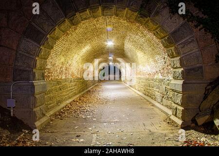 Inscope tunnel in Central Park, New York City early autumn Stock Photo ...