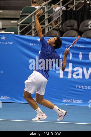 Brandon Nakashima (USA) serves during his Semi Final match agianst ...