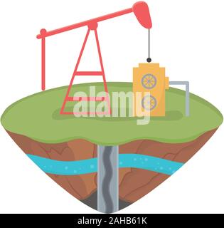 fracking refinery oil rig soil layer water underground vector ...