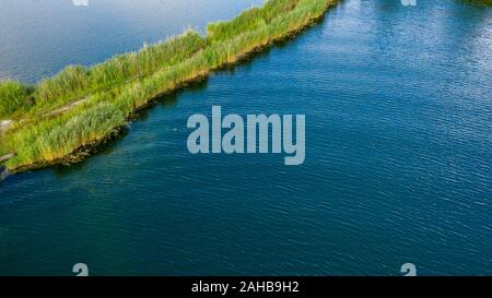 coastline with empty garden plots and yellow autumn trees Stock Photo ...