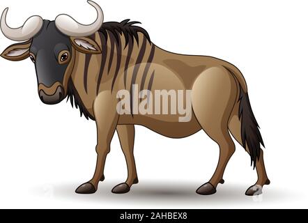 Cartoon Wildebeest isolated on white background Stock Vector Art ...