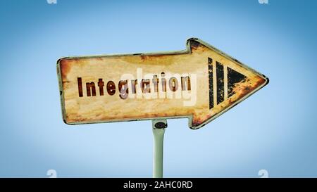 Street Sign the Direction Way to Integration versus Racism Stock Photo ...