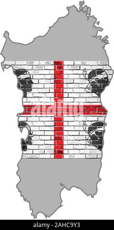 Shiny flag of Sardinia on a brick wall - Illustration, Abstract grunge ...