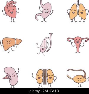 Sad human heart anatomy color icon. Cardiovascular system diseases ...