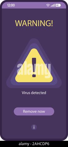 Virus detected on smartphone, Malware. Viruses attack warning. Vector ...