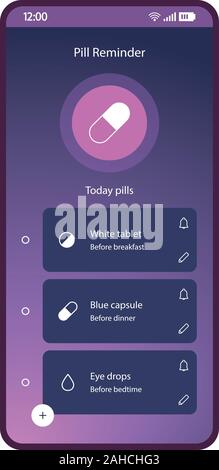 pill reminder mobile app ui design, vector Stock Vector Image & Art - Alamy
