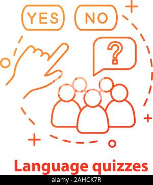 Language quizzes games concept icon. Learn and play. Foreign language ...