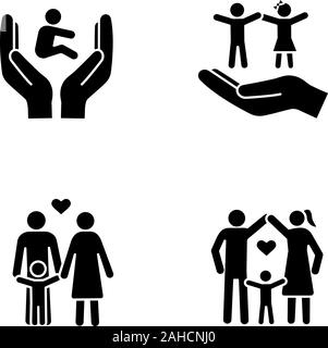 Children's rights glyph icon. Silhouette symbol. Child protection day ...