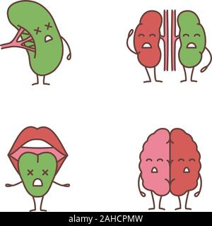 Spleen, sick body organ character injured or unhealthy, cartoon vector ...