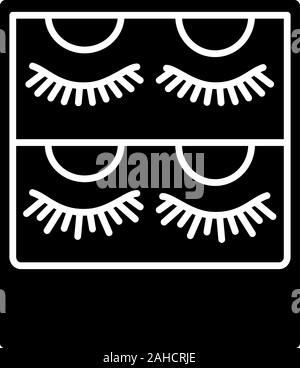 Eyelash extension packaging glyph icon. Silhouette symbol. Individual ...