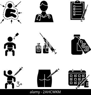Intramuscular injection glyph icon. Silhouette symbol. Gluteal, buttock ...