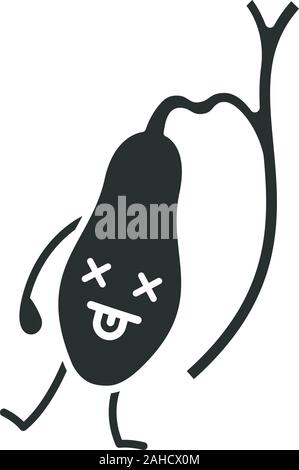 Sad gallbladder glyph icon. Unhealthy digestive system. Gallbladder ...
