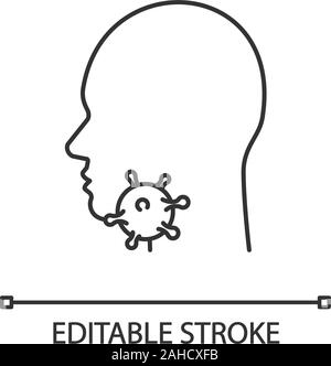 Line drawing of a man with a sore throat, depicting symptoms of a cold ...