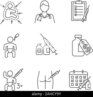 Intramuscular injection linear icon. Thin line illustration. Buttock ...