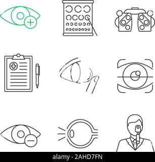 Retina scan linear icon. Optometry. Thin line illustration. Eye authentication. Contour symbol ...