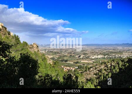 Panoramic view of the Albaida Valley from the top of the mountain in ...