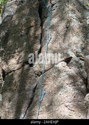Ready rope safety track for climbing. Active extreme rest in summer for ...