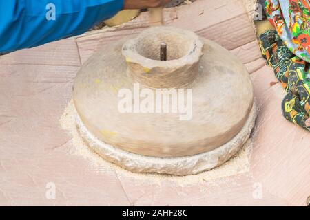 Grind stone used to grind rice in order to make rice paper and rice ...