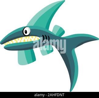 Funny orange shark cartoon character sticker illustration Stock Vector ...