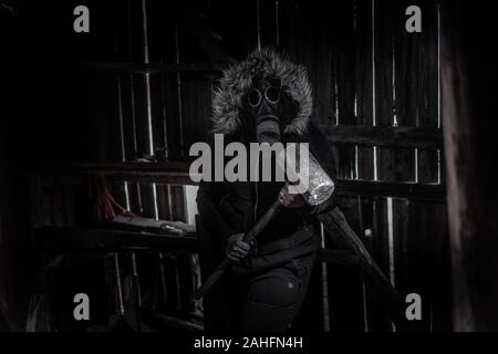 creepy being in gas mask Stock Photo - Alamy