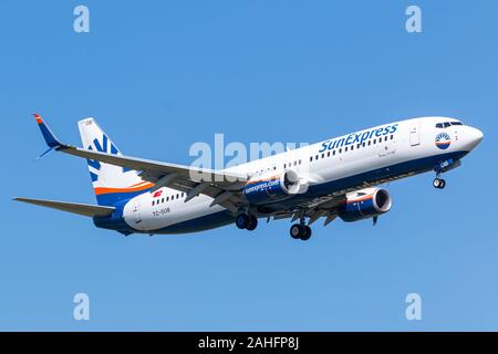 Sun Express Boeing 737 airplane taxiing before departure to Antalya ...