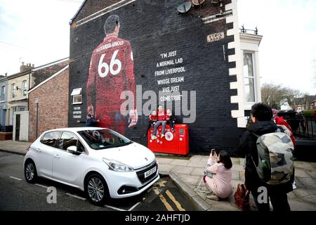 A general view of the Trent Alexander-Arnold mural near Anfield ...
