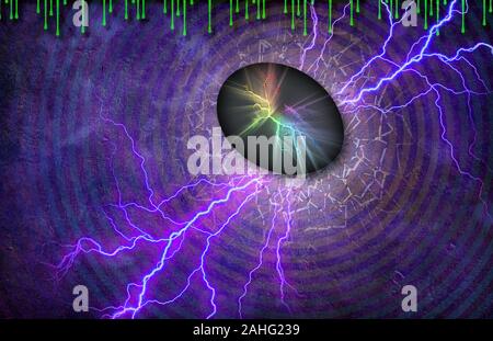 Cracked Stone Emits Light and Radiates Electricity Stock Photo - Alamy