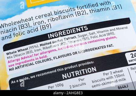 ASDA own-label whole wheat cereal biscuits in card box. For food ...