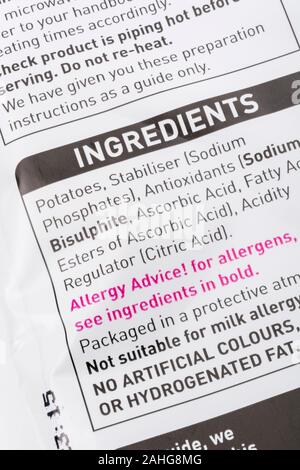 ASDA own-label dry potato mash in plastic bag. For food ingredients ...