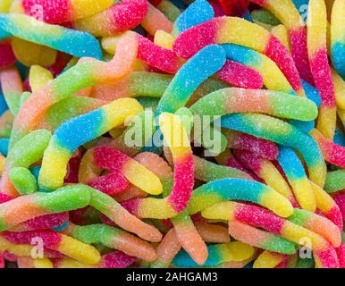 Juicy colorful jelly sweets. Gummy candies. Snakes. Snake jelly candies ...