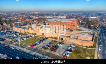 Lancaster County Prison, aerial view of historic jail in Pennsylvania ...
