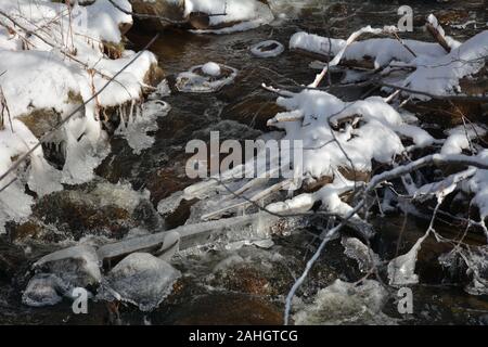 Small stream freezing up at beginning of winter Stock Photo - Alamy