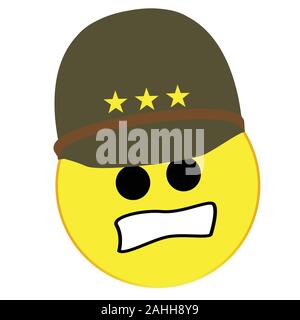 A soldier emoji emoticon smiley face character wearing a camouflaged ...