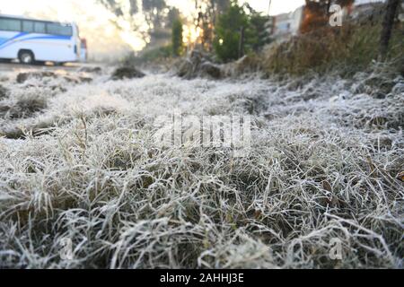 Mount Abu, India. 30th Dec, 2019. A view of the snow-covered ground ...