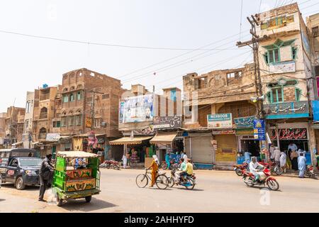 Multan Inner City Street Picturesque View with Rickshaw Walking People ...