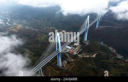 Pingtang, China. 30th Dec, 2019. Aerial photo taken on Dec. 30, 2019 ...
