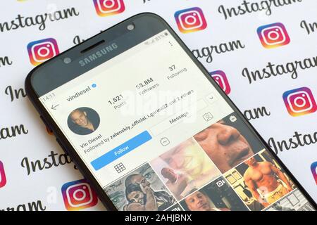 NY, USA - DECEMBER 4, 2019: Vin Diesel official instagram account on ...