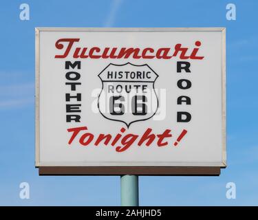 Tucumcari Tonight Historic Route 66 Sign New Mexico USA Stock Photo - Alamy