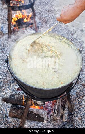 Cooking of Cossack porridge Kulish. Ukrainian Kulish As a Traditional ...
