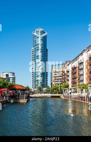 The "Lipstick Building" at Gunwharf Quays, Portsmouth, Hampshire ...