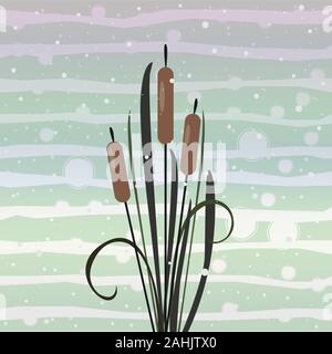 Floral Reed Pattern on cute snowy background (or background with whit ...