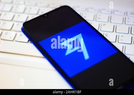 In this photo illustration the TransferWise logo is seen displayed on a ...