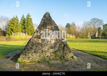 The stone pyramid in Reigate Castle Grounds and entrance to the ...