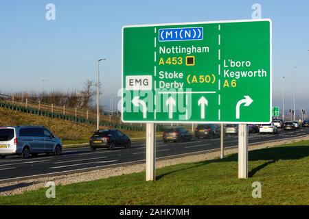 Traffic Road Signs Junction 24 of the M1 Motorway Leicestershire, UK ...