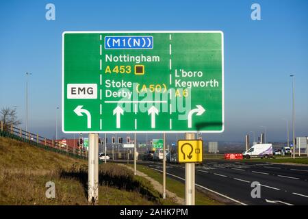 Traffic Road Signs Junction 24 of the M1 Motorway Leicestershire, UK ...