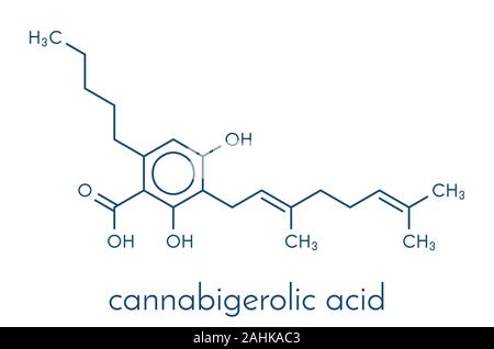 Cannabigerolic acid or CBGA cannabinoid molecule. Skeletal formula ...