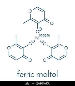 Ferric maltol iron deficiency drug molecule. Skeletal formula Stock ...