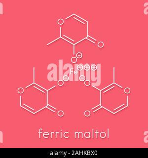 Ferric maltol iron deficiency drug molecule. 3D rendering Stock Photo ...